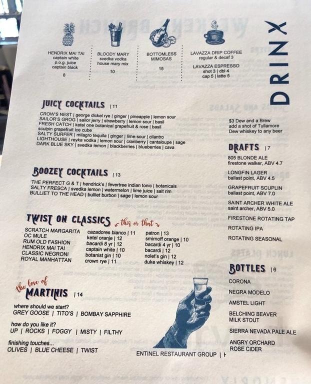 Hendrix restaurant and bar menus in Corona, California, United States