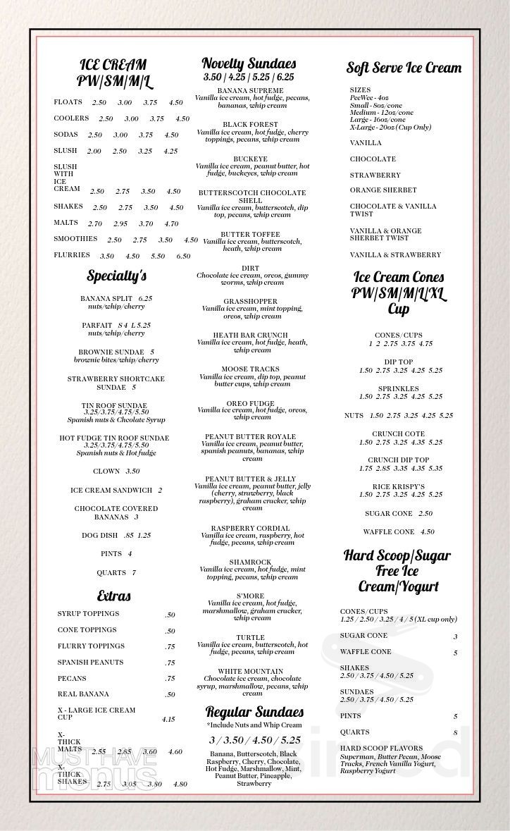 Menu for Pee Wee's Darisnak in Perrysburg, OH | Sirved