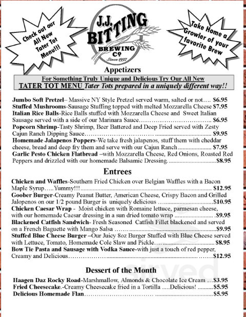 Menu for Woodbridge Brewing Co. in Woodbridge Township, NJ | Sirved