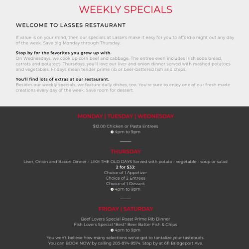 Lasse's Restaurant menu in Milford, Connecticut, USA