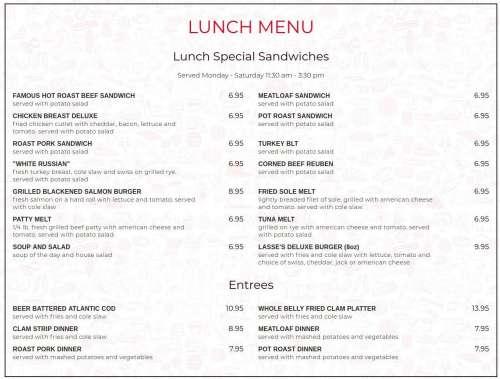 Lasse's Restaurant menu in Milford, Connecticut, USA