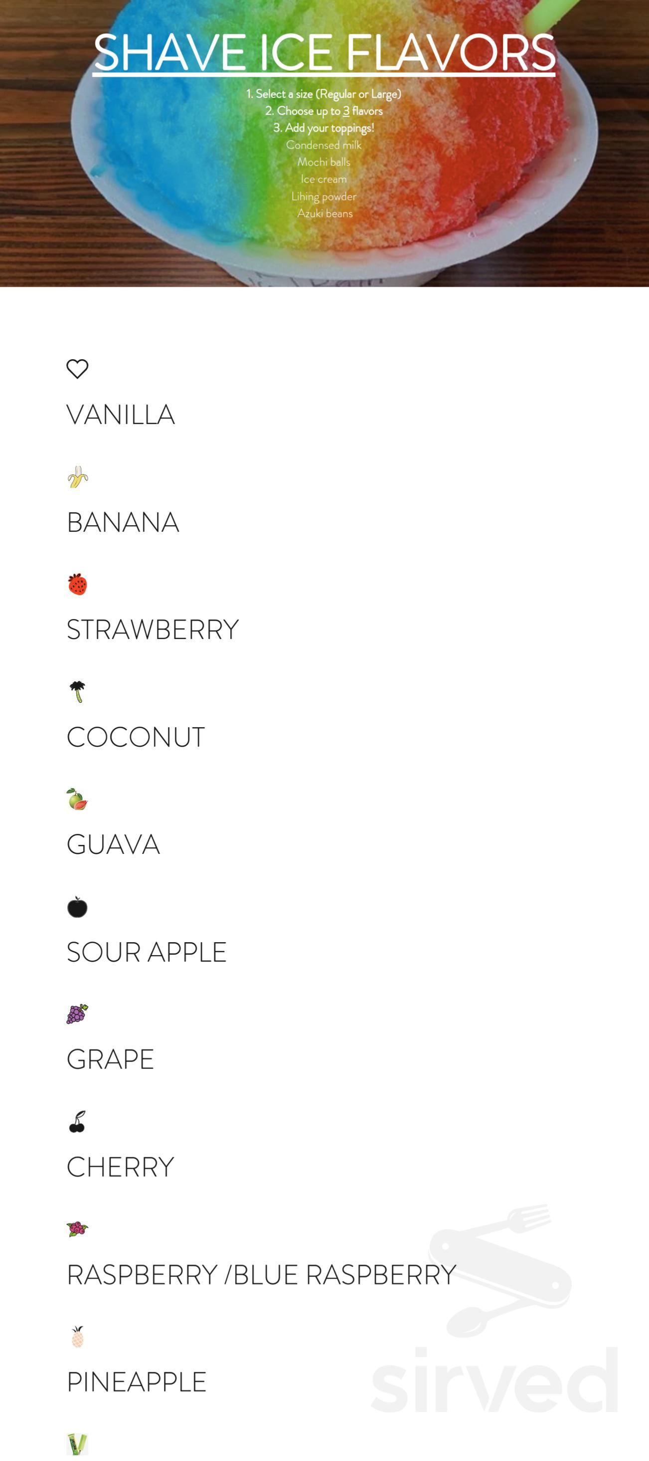 Island Shave Ice And Creamery menus in Kapolei, Hawaii, United States