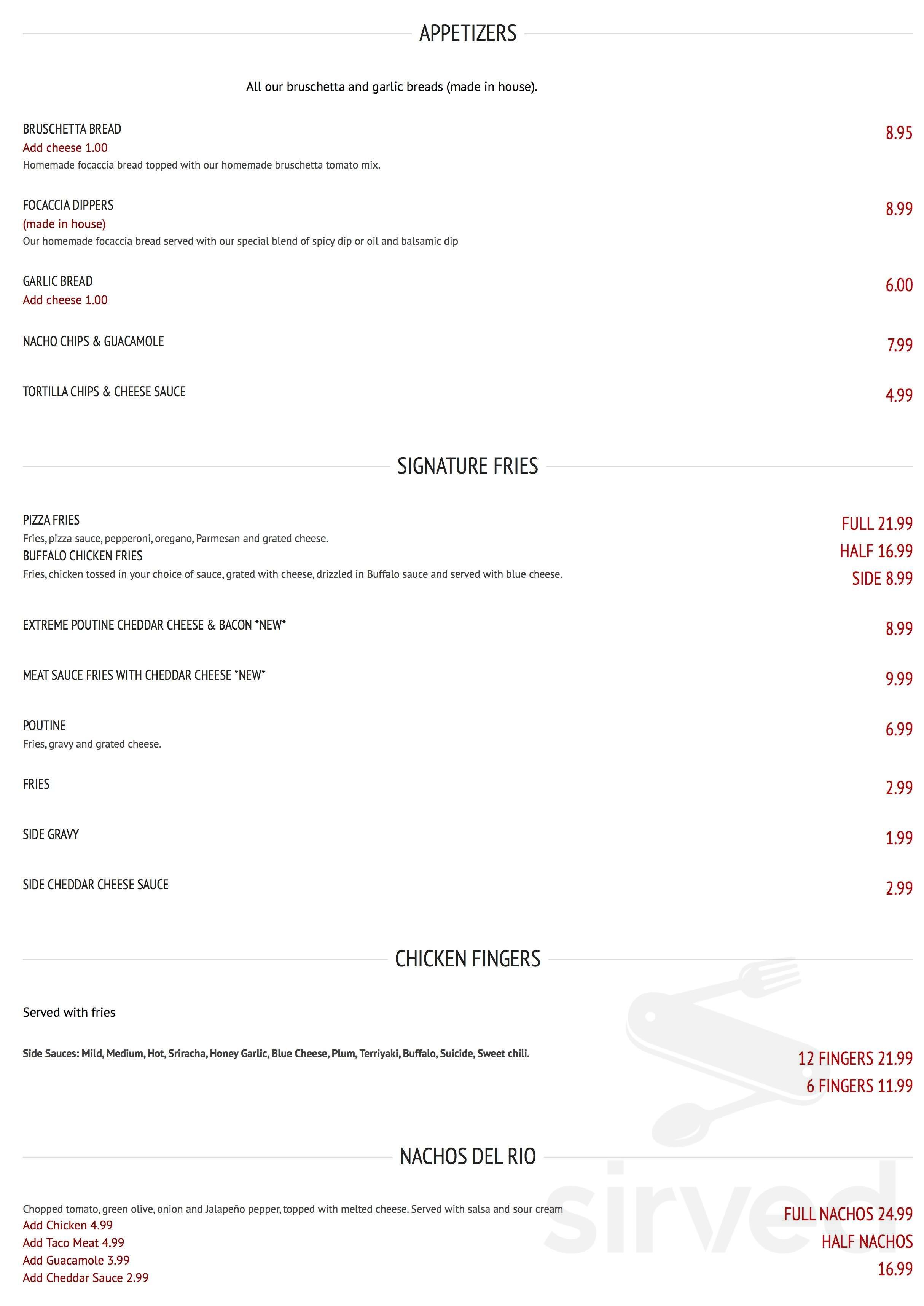 Menu for Mossimo's Pizza & Subs in Fonthill, ON | Sirved