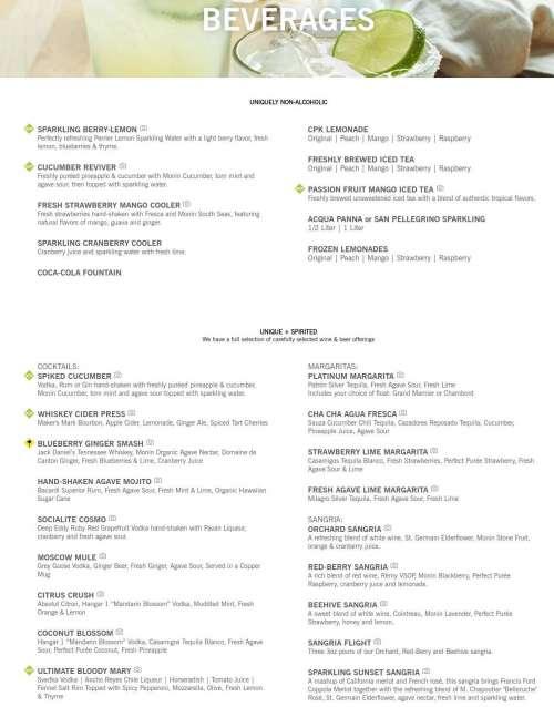 California Pizza Kitchen menu in Baltimore, Maryland, USA