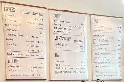 Crescendo Espresso Bar menu in Madison, Wisconsin, USA
