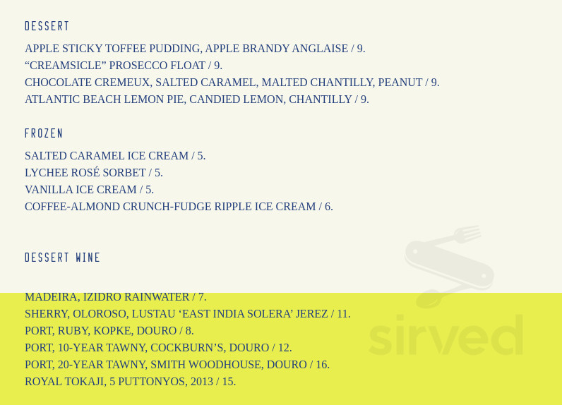 Menu for The Optimist in Atlanta, GA | Sirved