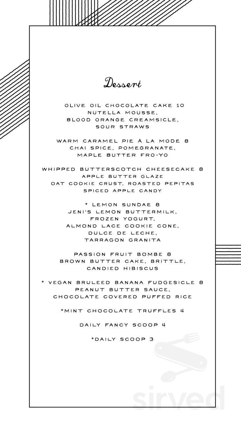 Menu - Pittsburgh PA's Whitfield | Sirved