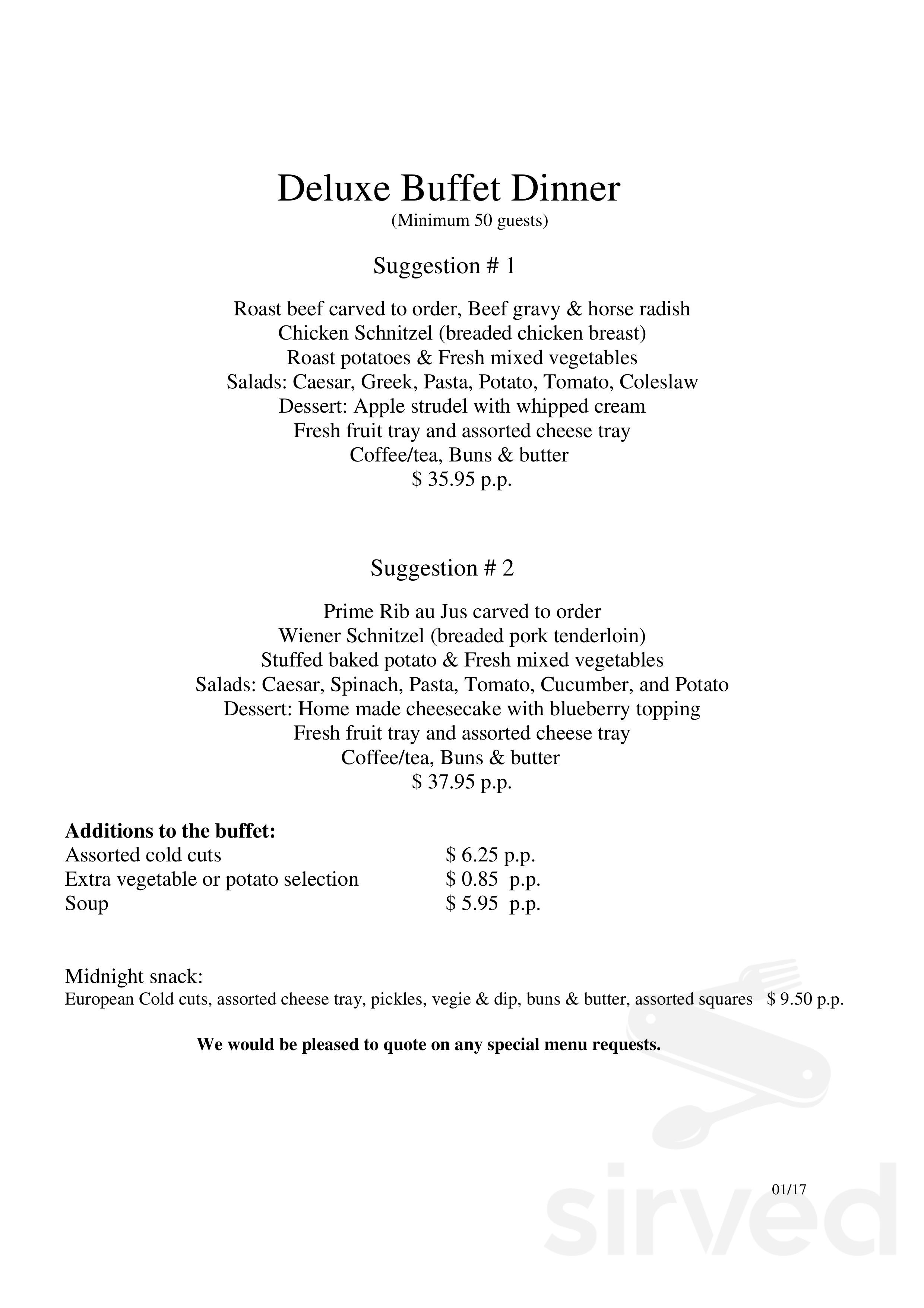 Menu - Calgary AB's Austrian Canadian Cultural Centre | Sirved