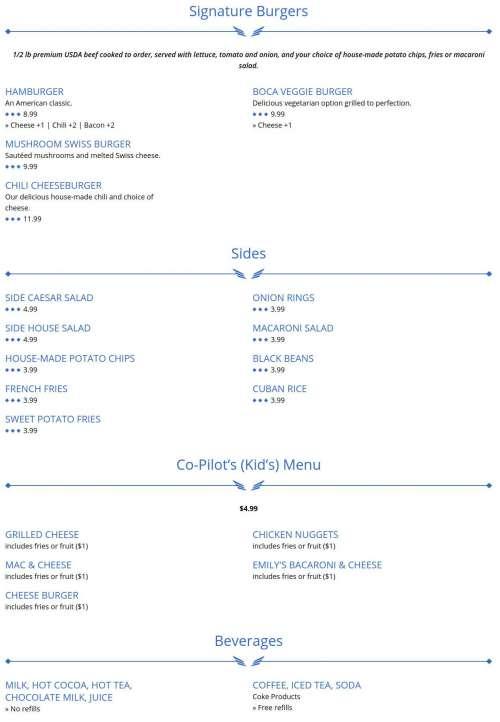 Suncoast Cafe menu in Venice, Florida, USA