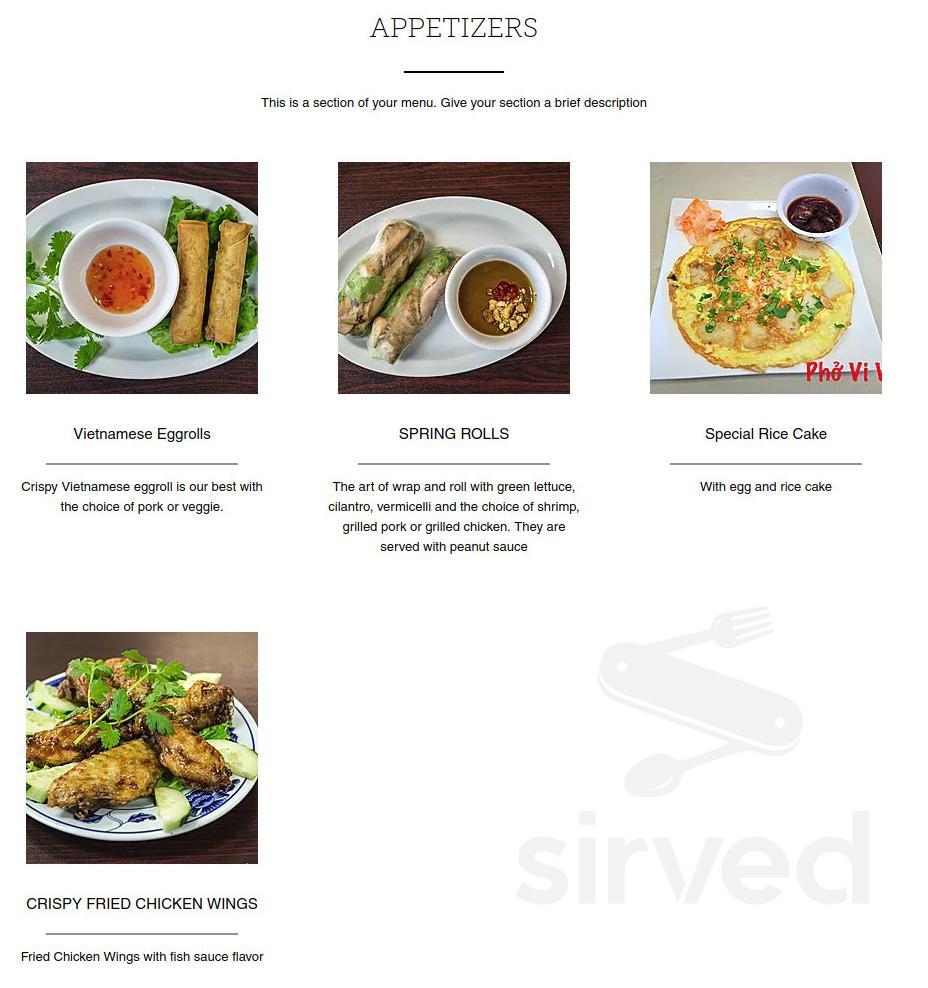 Pho Vi-Vi Pasadena menu in Pasadena, Texas, USA