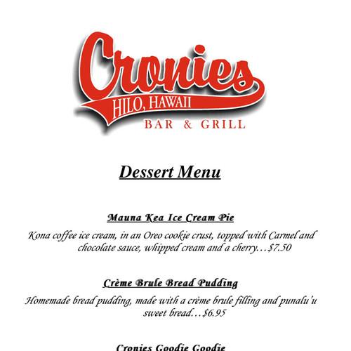 Cronies Bar & Grill menu in Hilo, Hawaii, USA