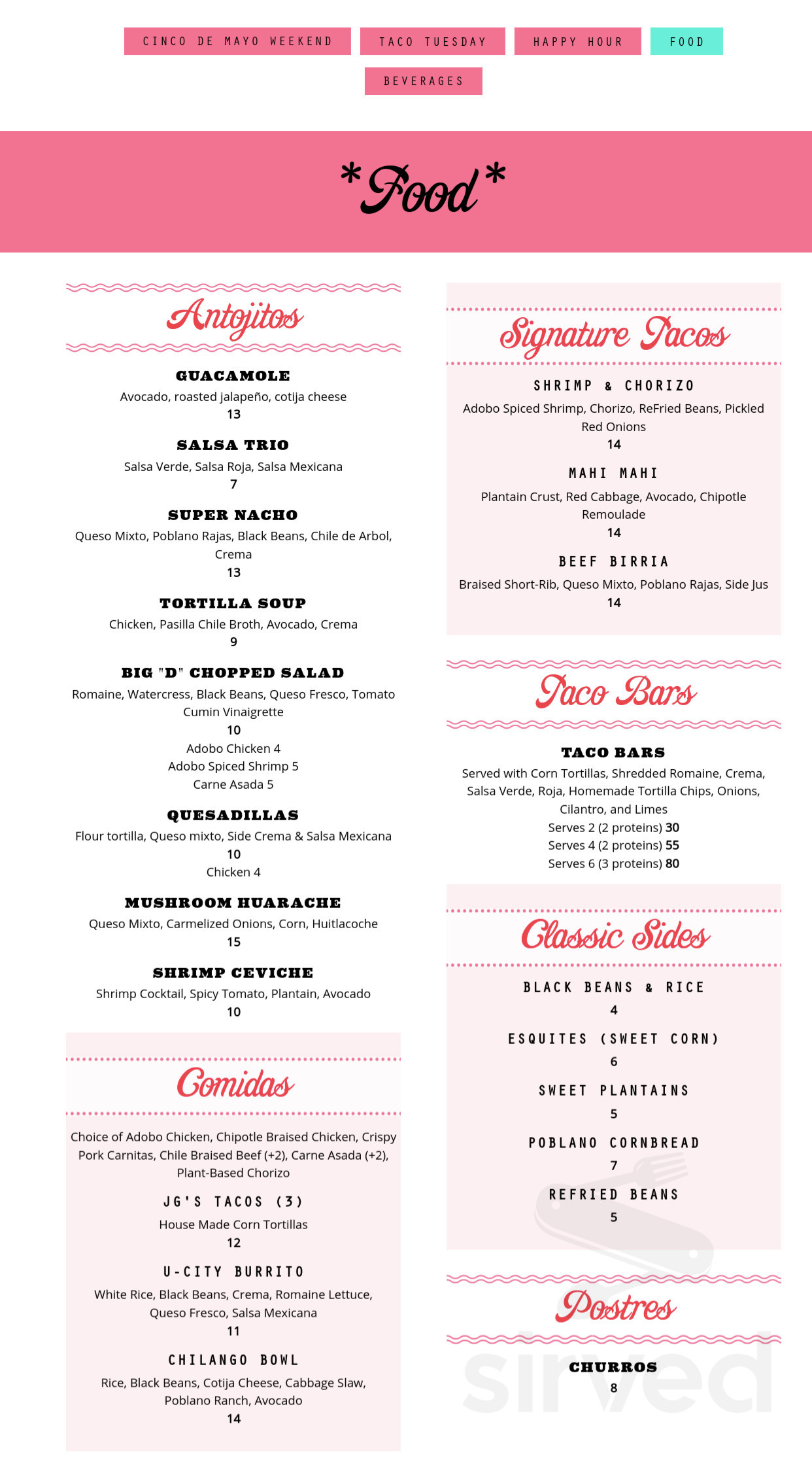 Distrito menu in Philadelphia, Pennsylvania, USA