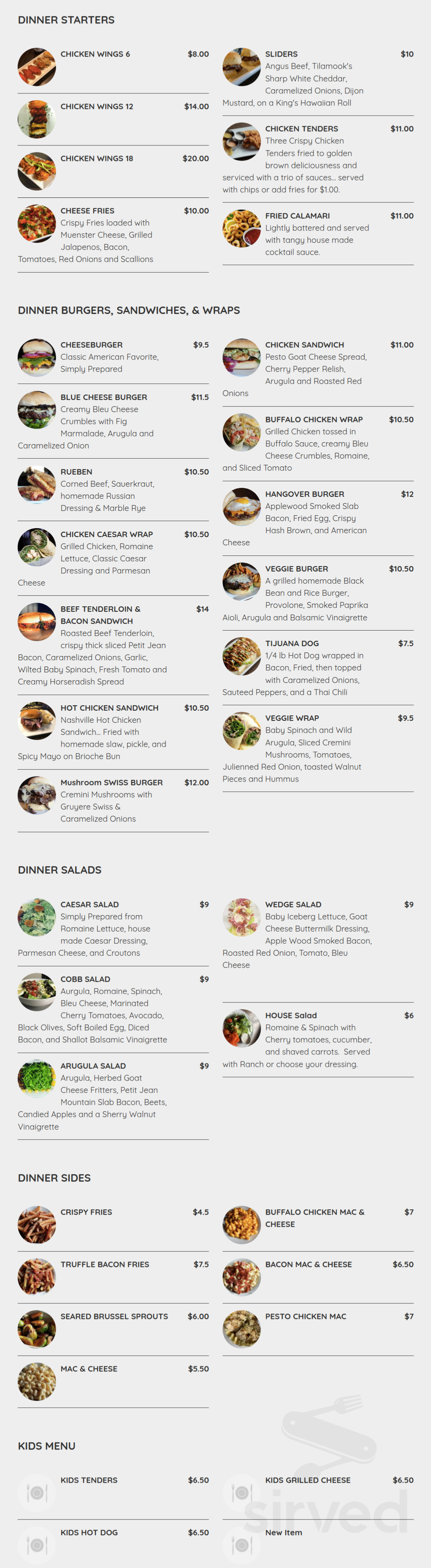 Farrell's Lounge Bar & Grill menu in Fayetteville, Arkansas, USA