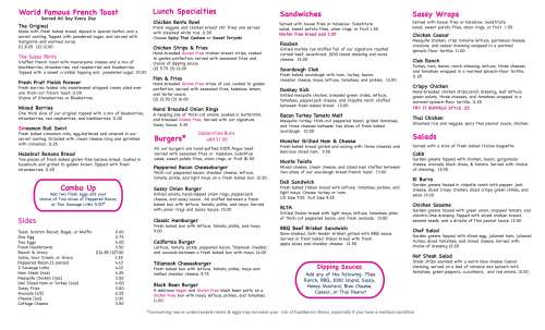 Sassy Onion State Street menu in Salem, Oregon, USA