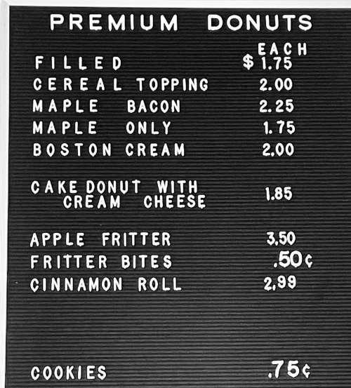Heroes Donuts menu in Martinez, Georgia, USA
