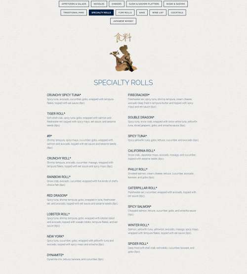 Yumi Japanese Restaurant & Bar - Edina menu in Minneapolis, Minnesota, USA