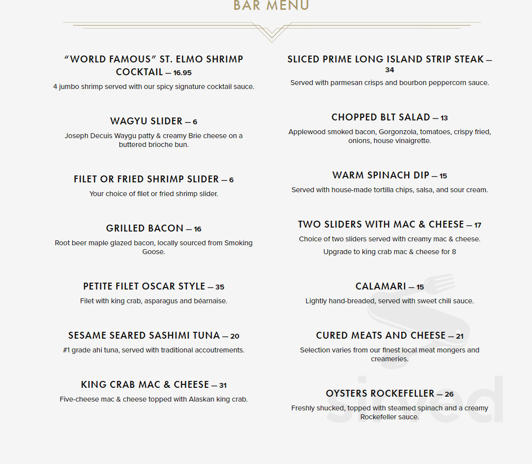 1933 Lounge menu in Indianapolis, Indiana, USA