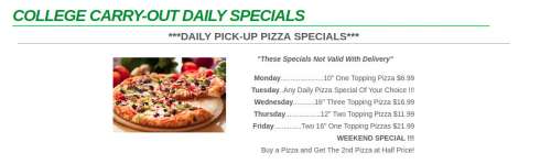 College Carry-Out menu in Augusta, Maine, USA