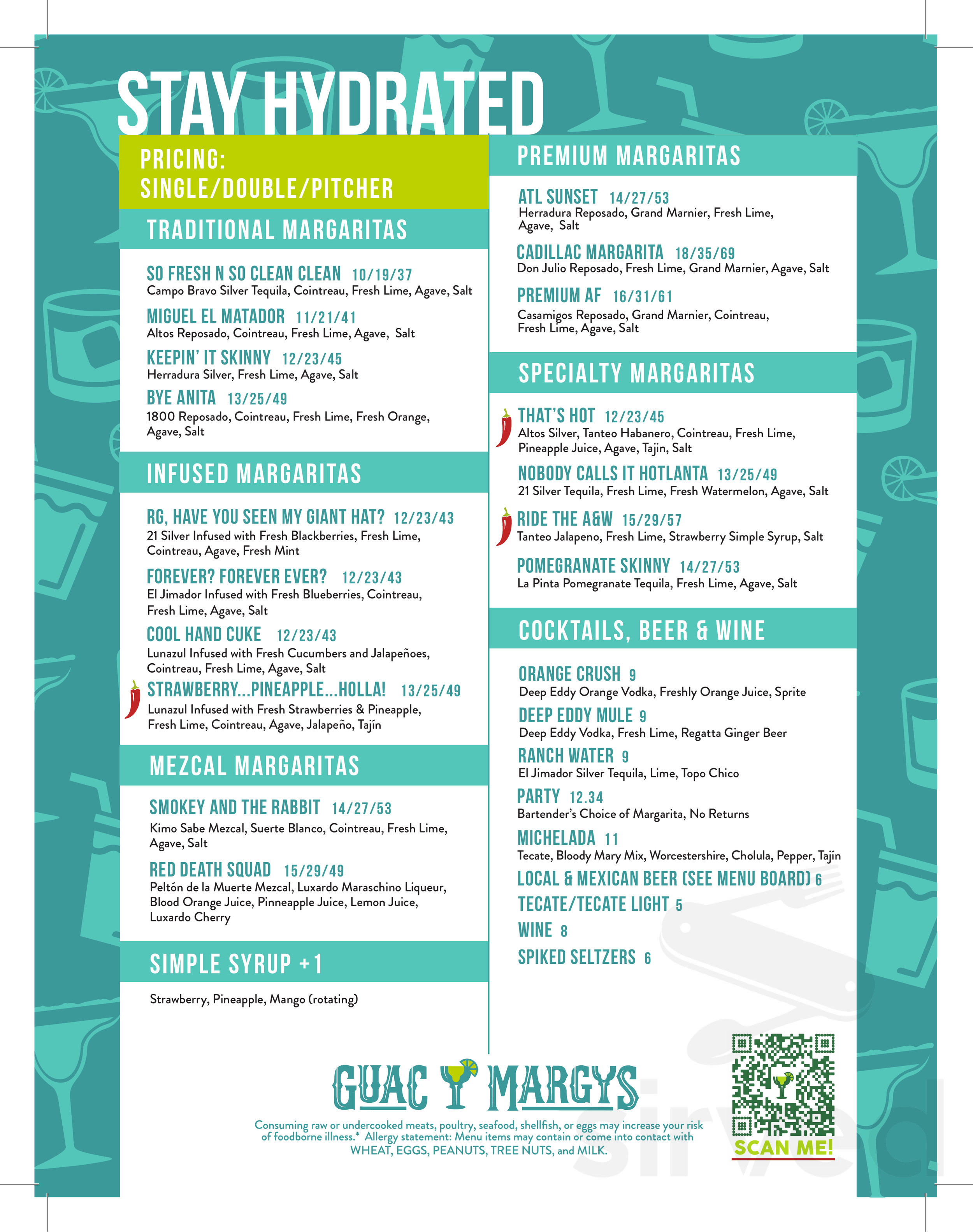 Guac y Margys menu in Atlanta, Georgia, USA