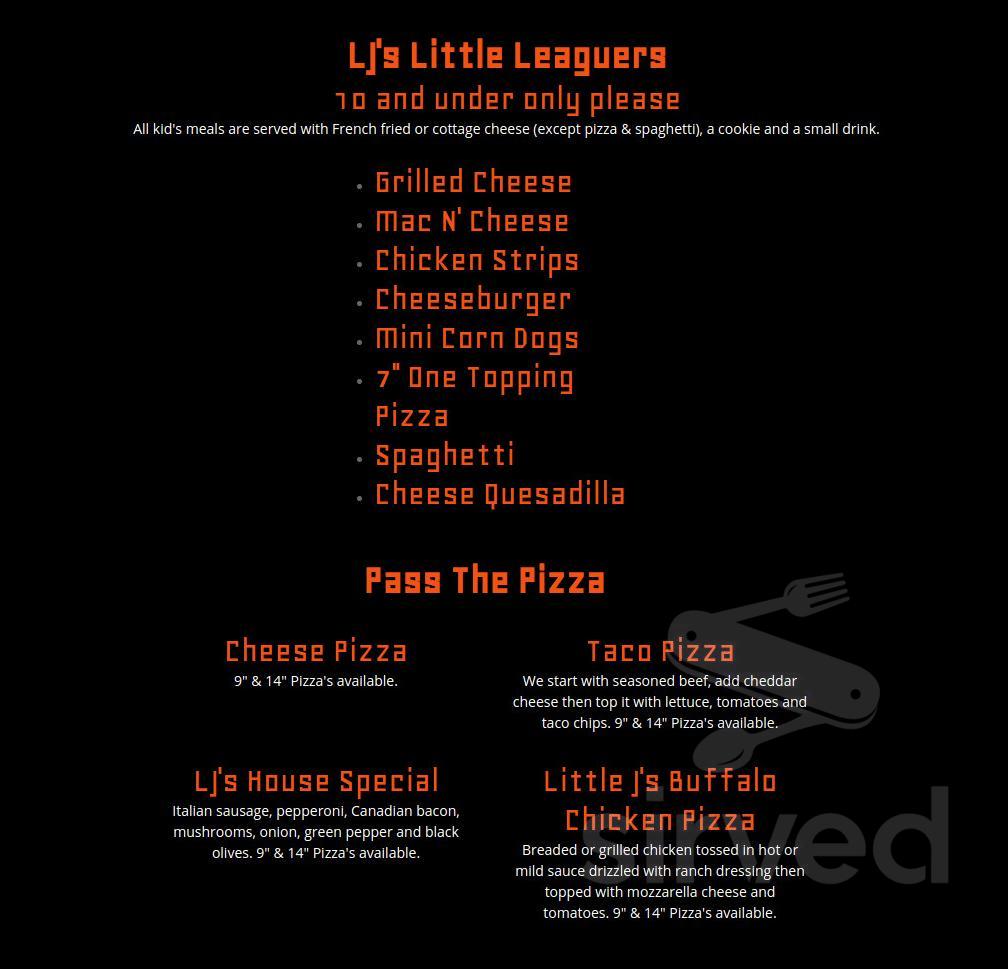 Lj's Neighborhood Bar & Grill menus in Waterloo, Iowa, United States