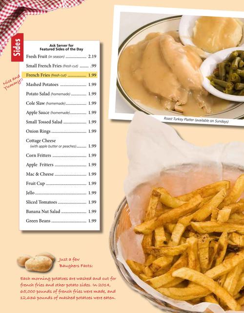 Baugher's Restaurant menu in Westminster, Maryland, USA