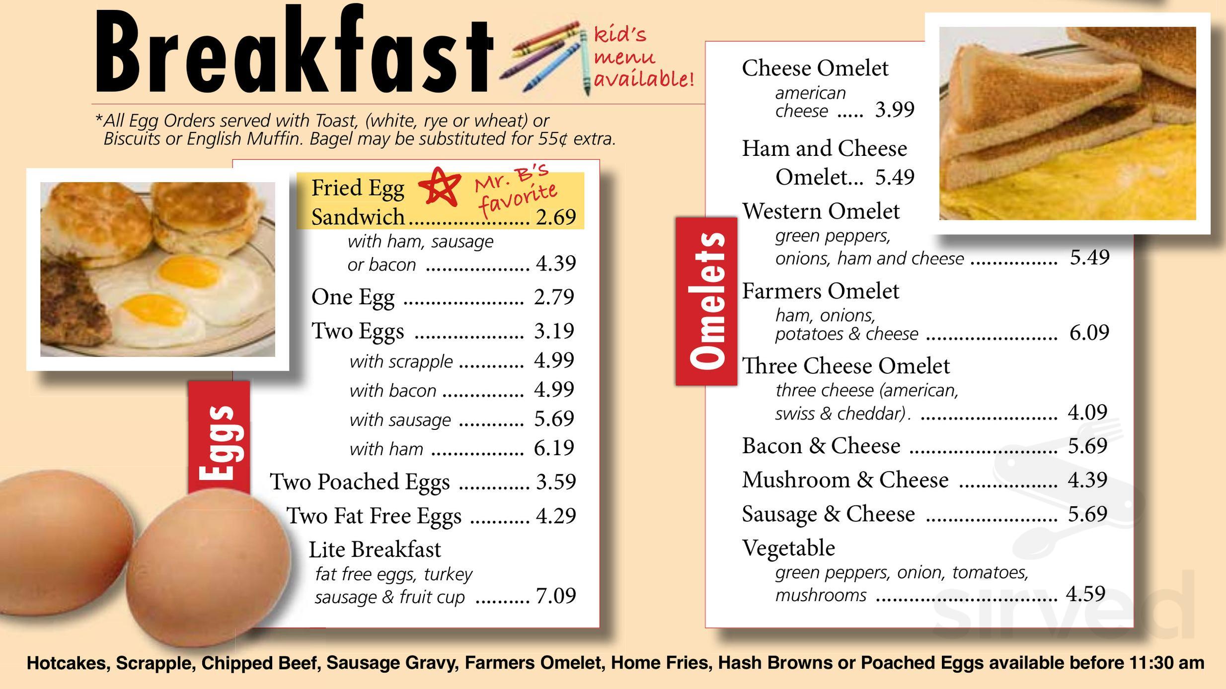 Baugher's Restaurant menu in Westminster, Maryland, USA