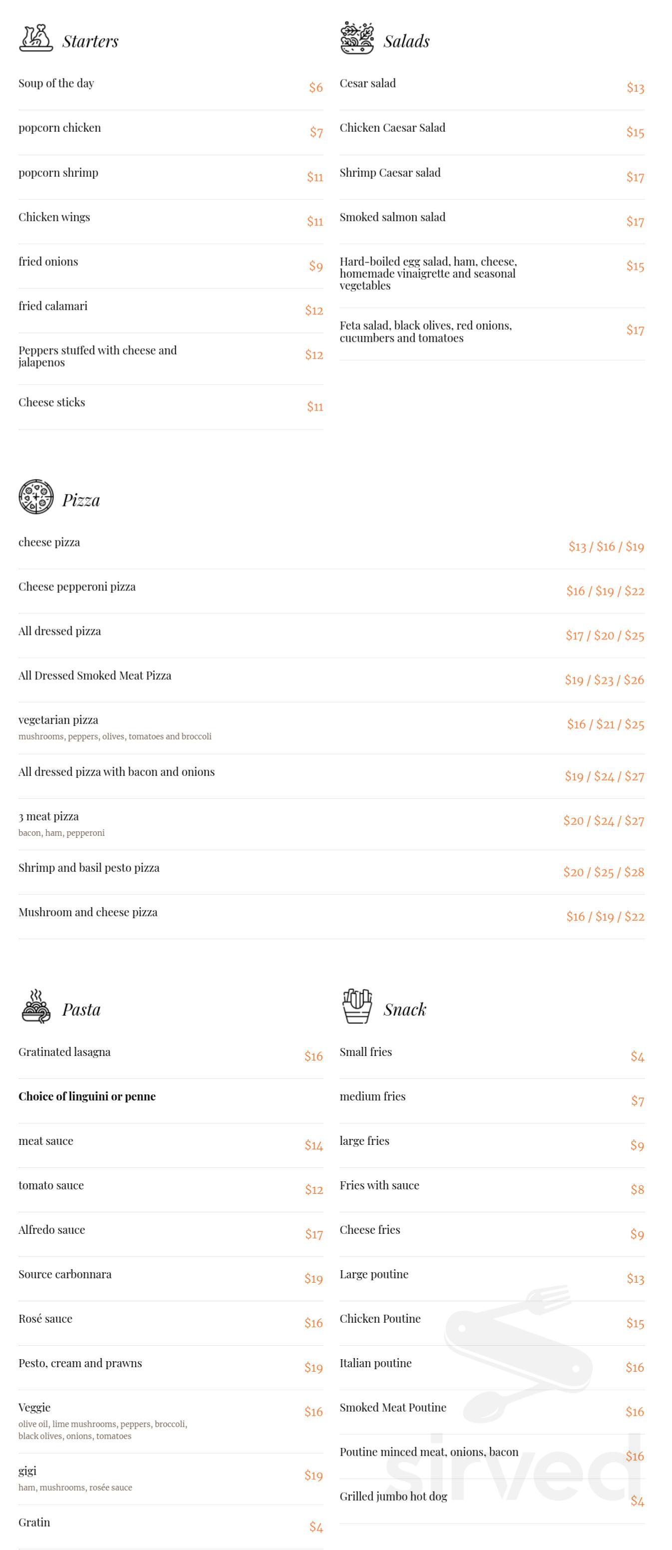 Bistro a Marco menu in Sainte-Mélanie, Quebec J0K 3A0, Canada