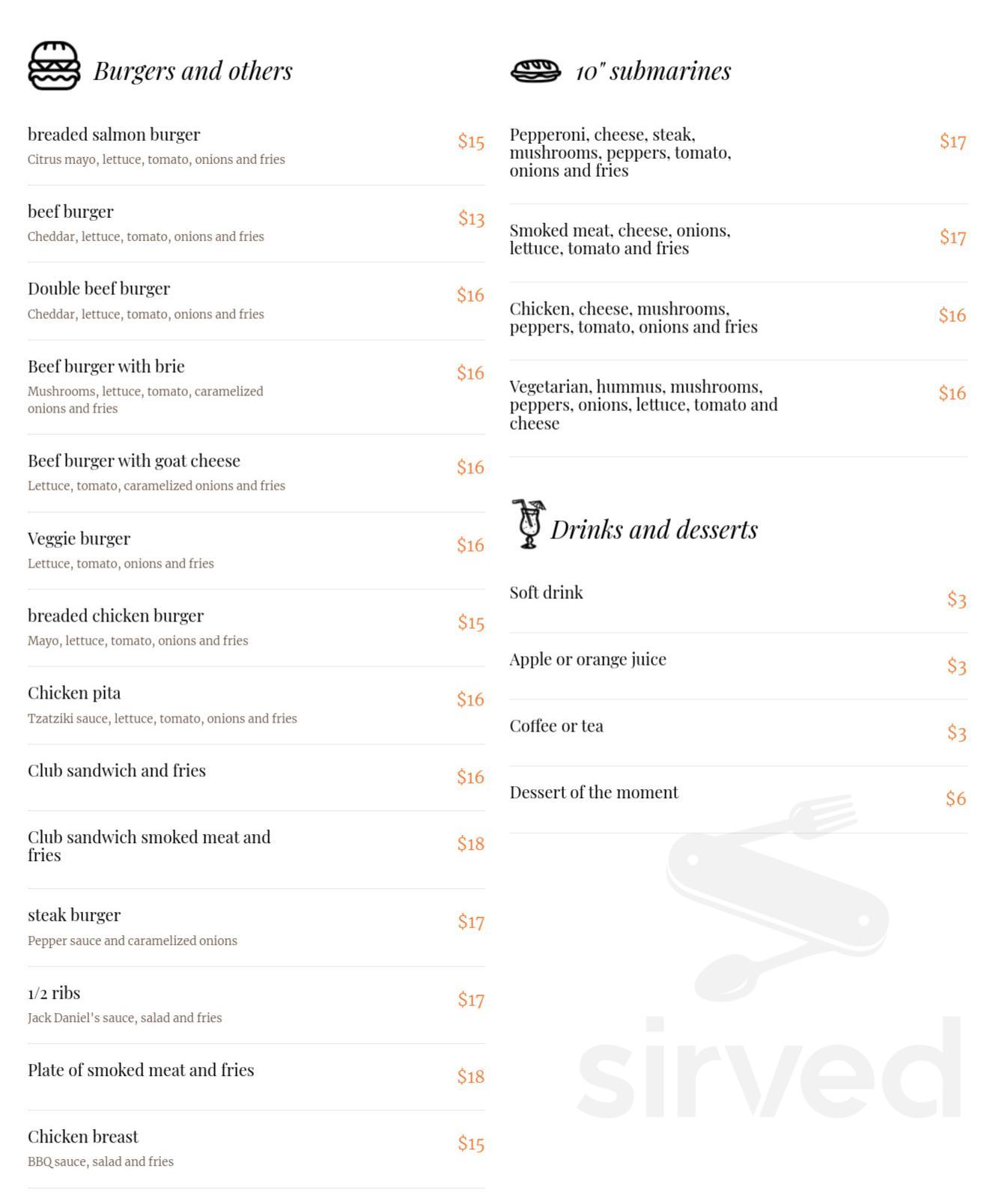 Bistro a Marco menu in Sainte-Mélanie, Quebec J0K 3A0, Canada