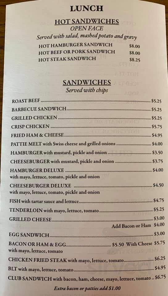 Green Country Cafe menu in Afton, Oklahoma, USA