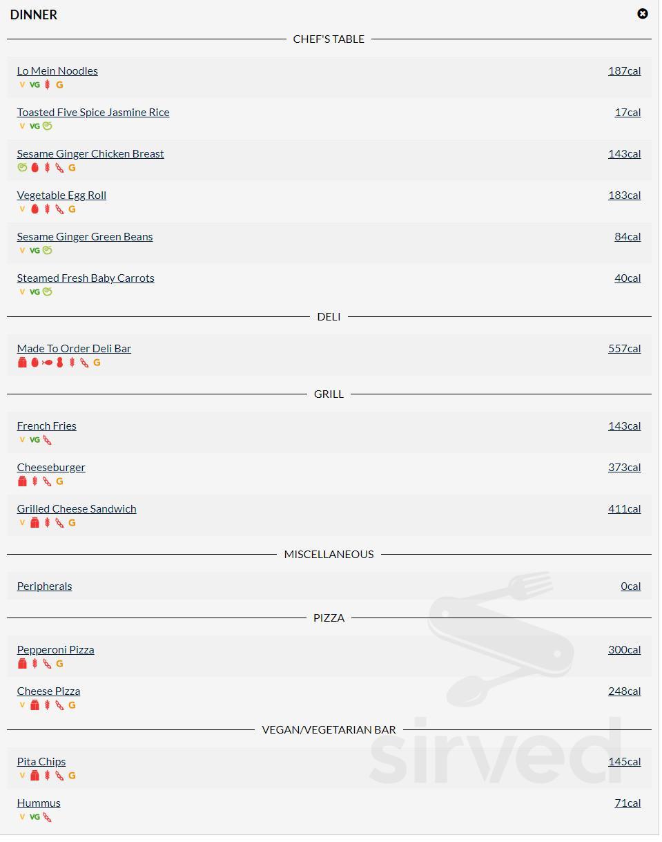 Williams Dining Hall menu in Greensboro, North Carolina, USA