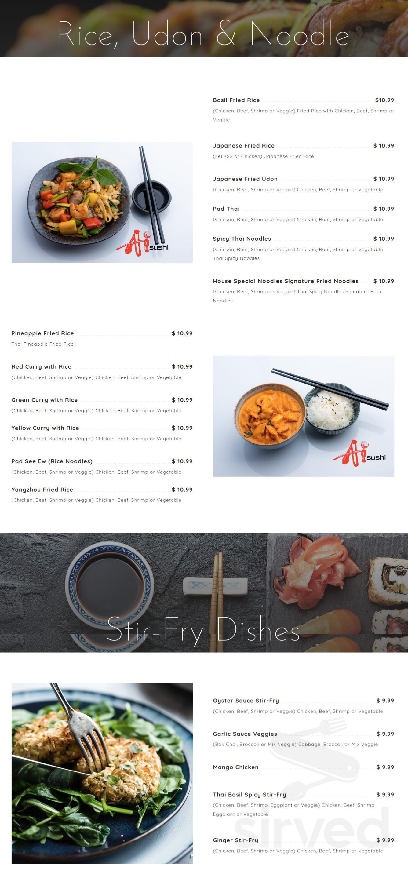 Menu - Scarborough ON's AiSushi Scarborough | Sirved