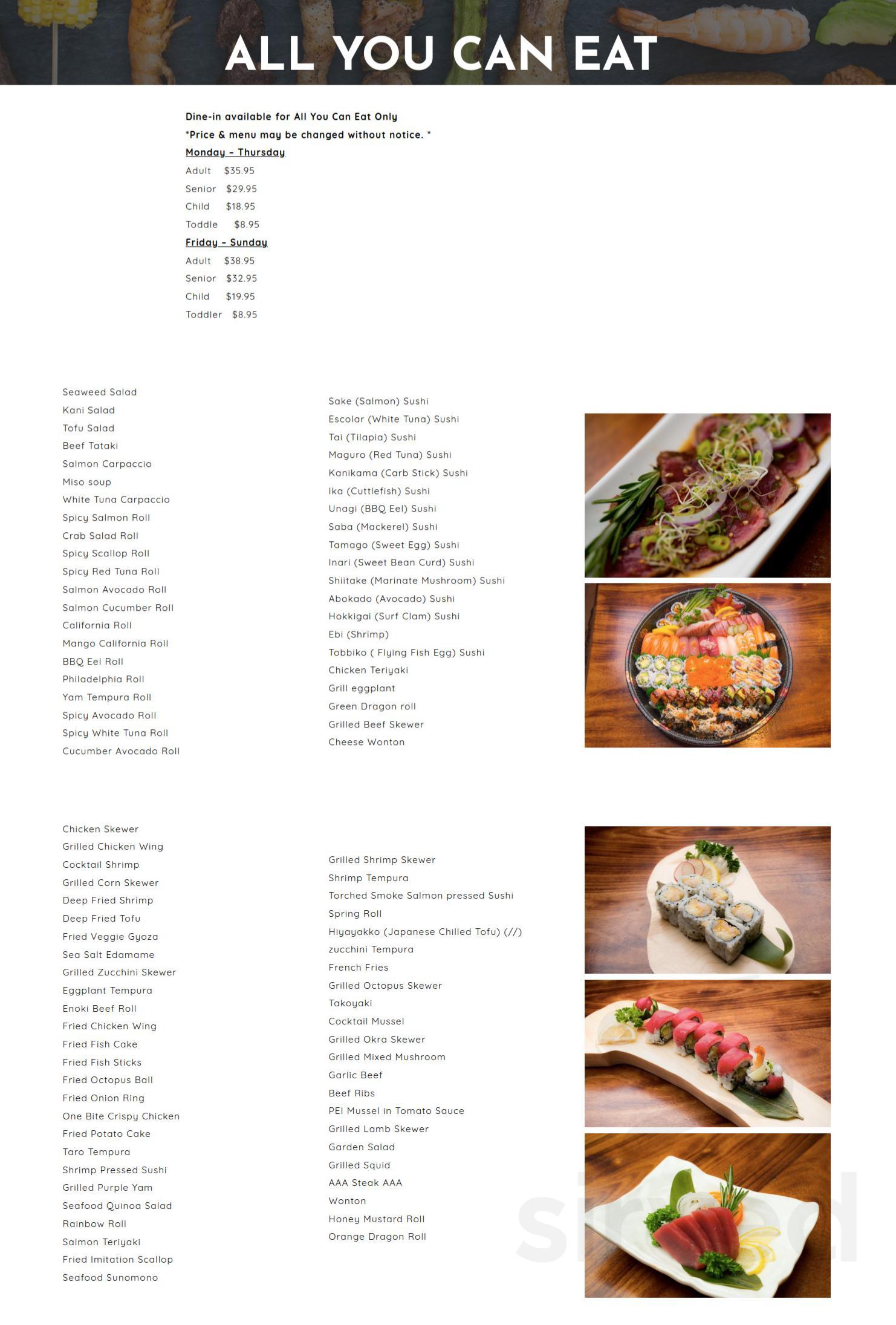 Menu - Scarborough ON's AiSushi Scarborough | Sirved