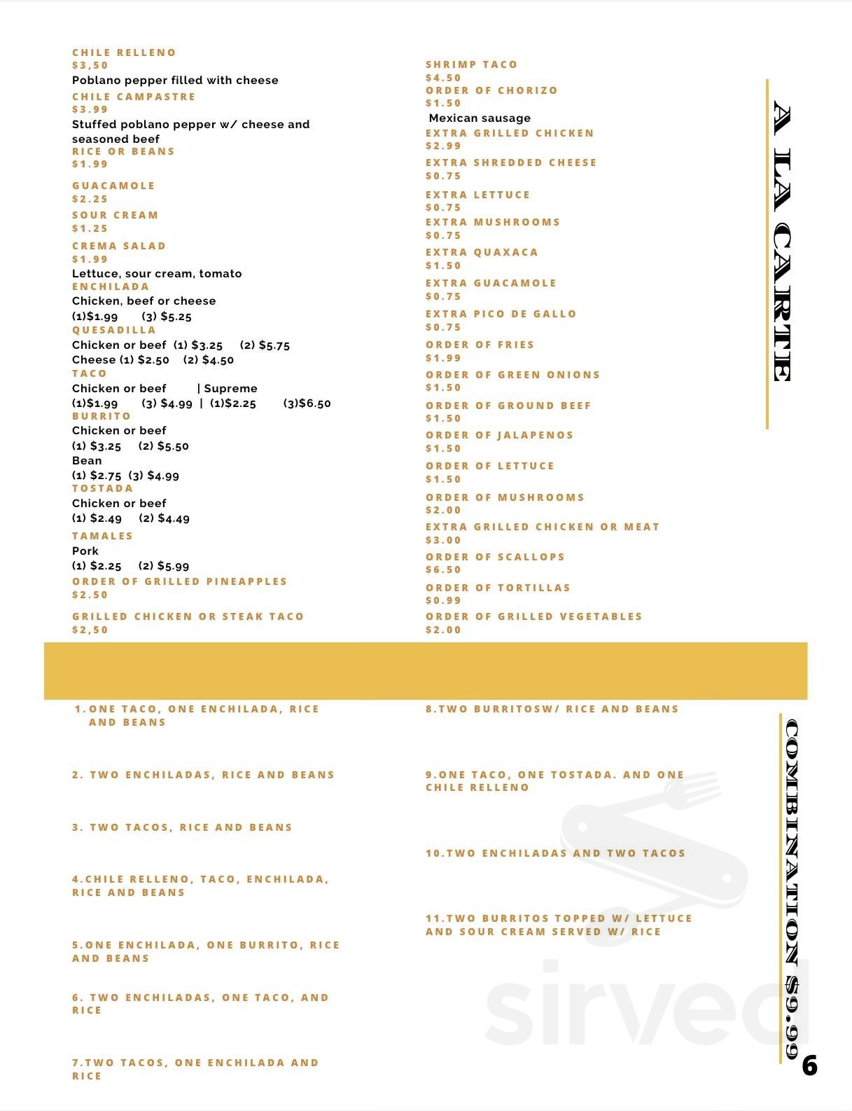 El Capataz menu in Marmet, West Virginia, USA