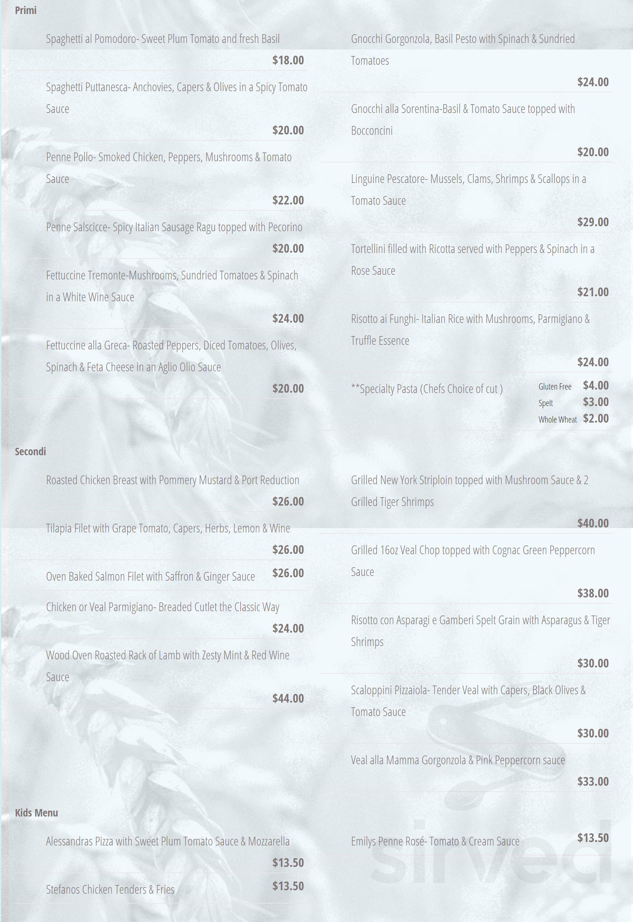 Farro Ristorante menu in Maple, Ontario, Canada