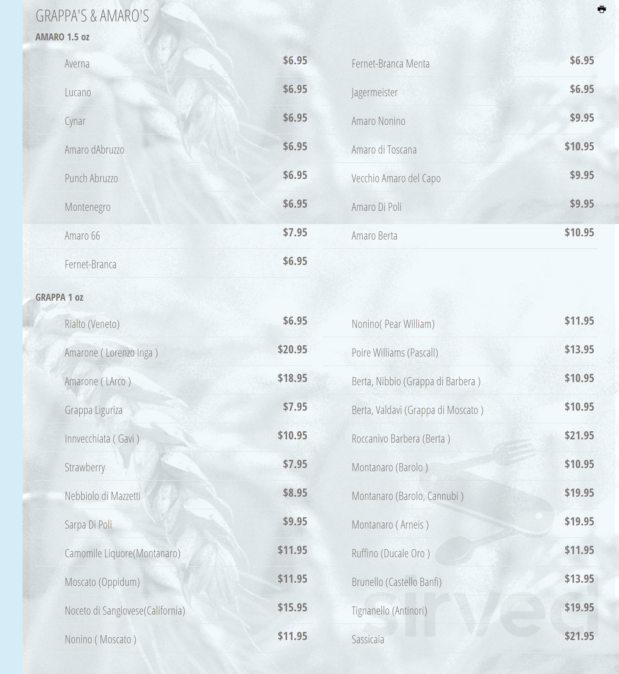 Farro Ristorante menu in Maple, Ontario, Canada