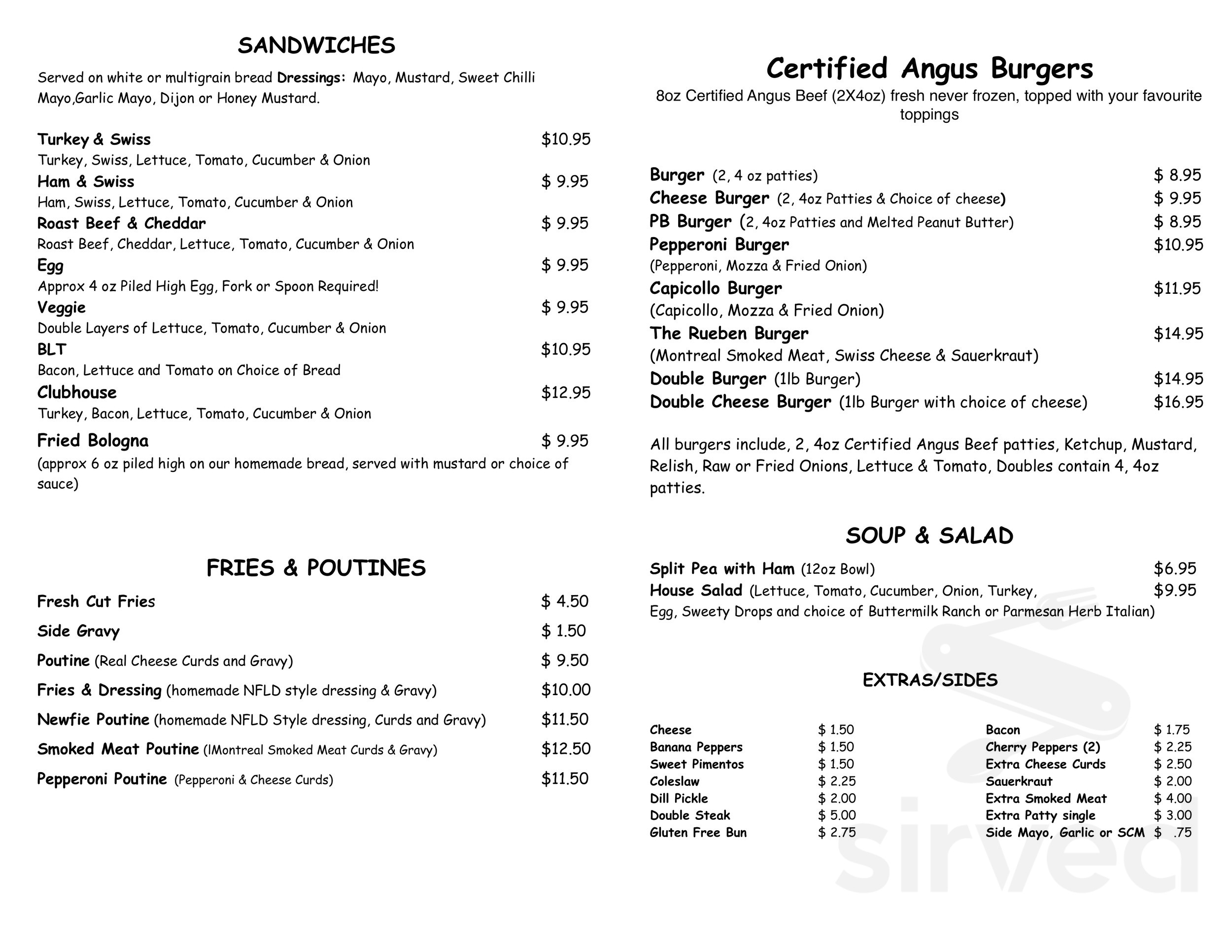 Flavours of Montreal menu in Airdrie, Alberta, Canada