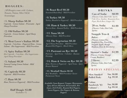 Biaggio's Premium Italian Hoagies menu in Lebanon, Pennsylvania, USA