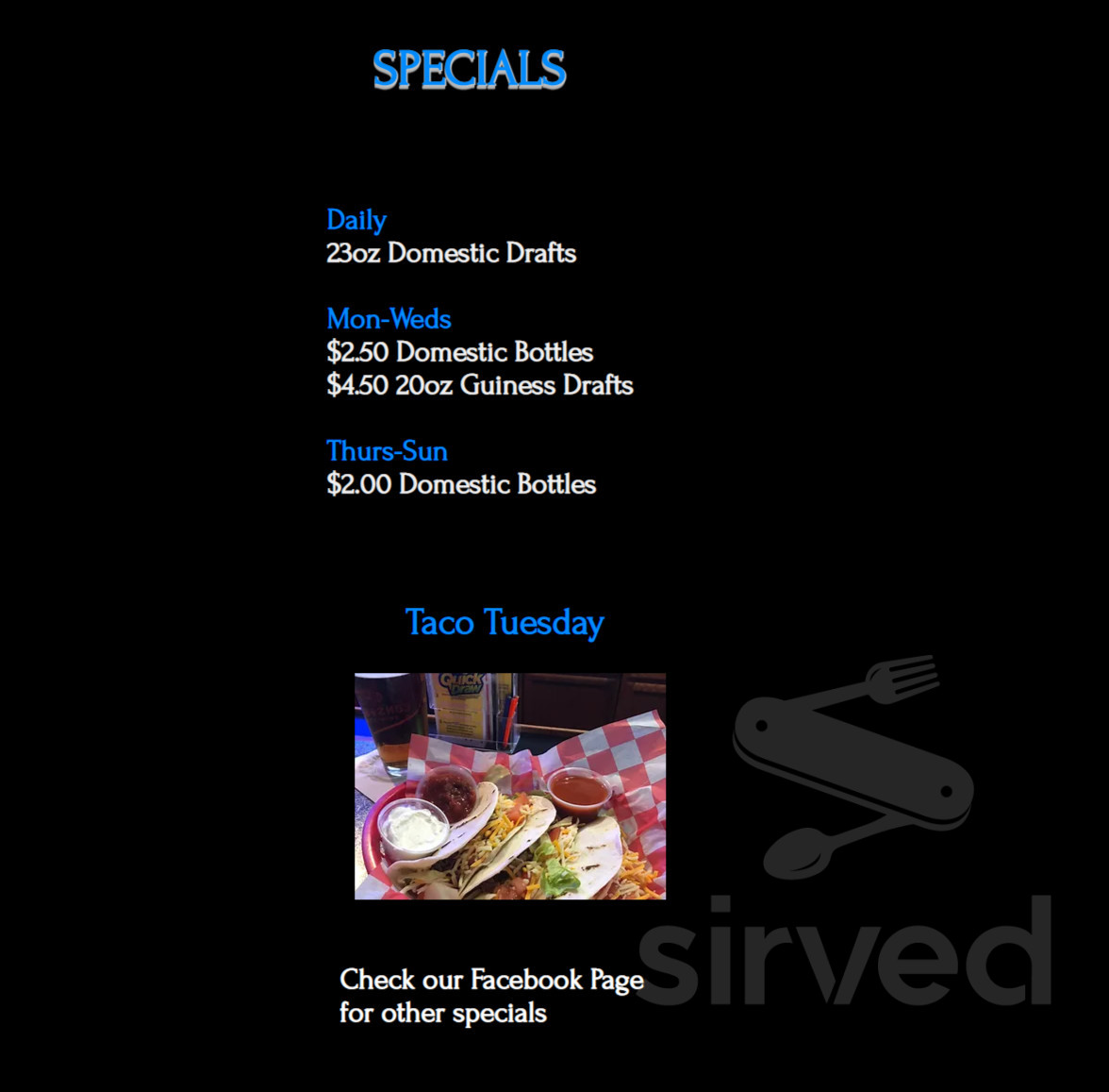 National Park Pub menu in National Park, New Jersey, USA