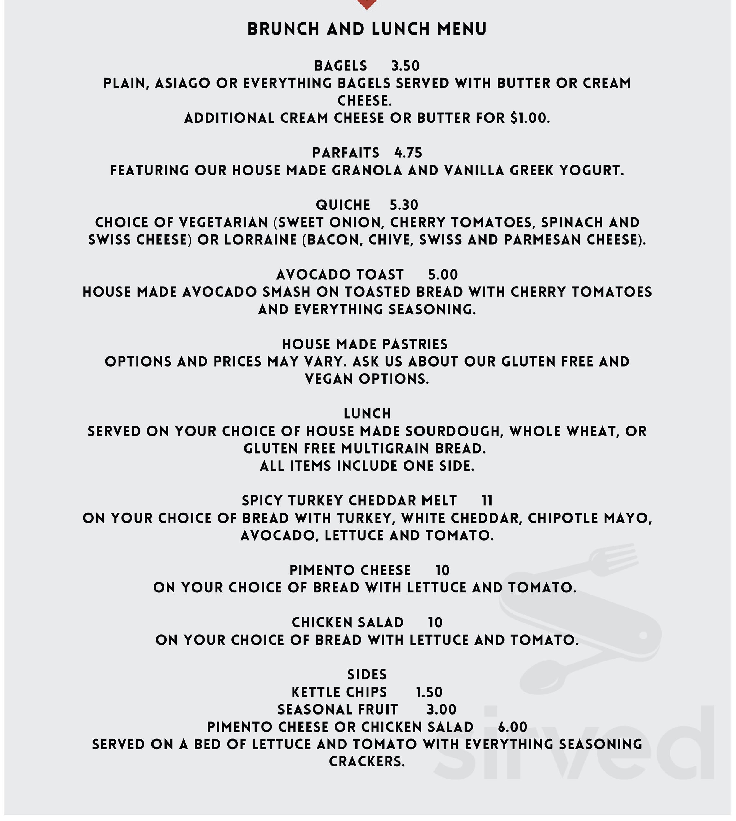 Loveland Coffee menu in Irmo, South Carolina, USA