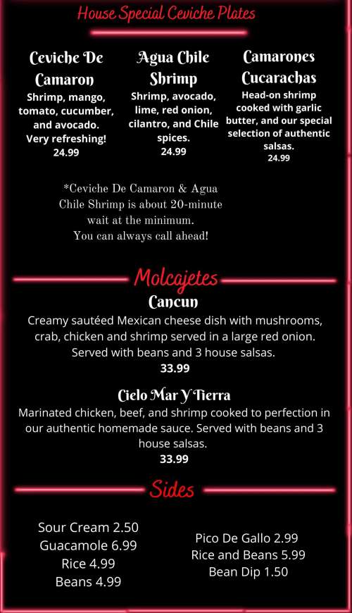 Al Carbon Steakhouse menu in McCleary, Washington, USA