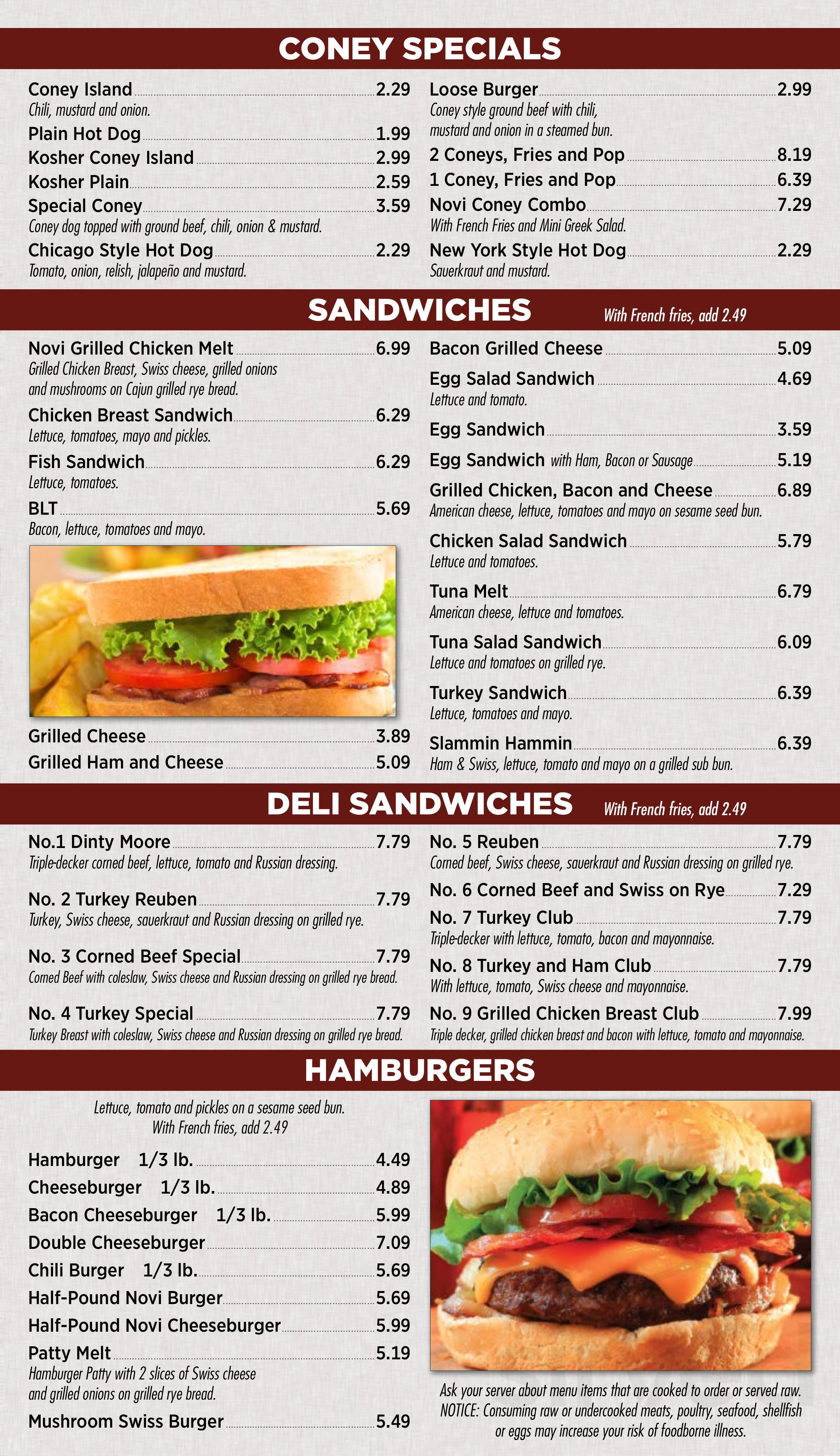 Novi Coney Island menus in Novi, Michigan, United States