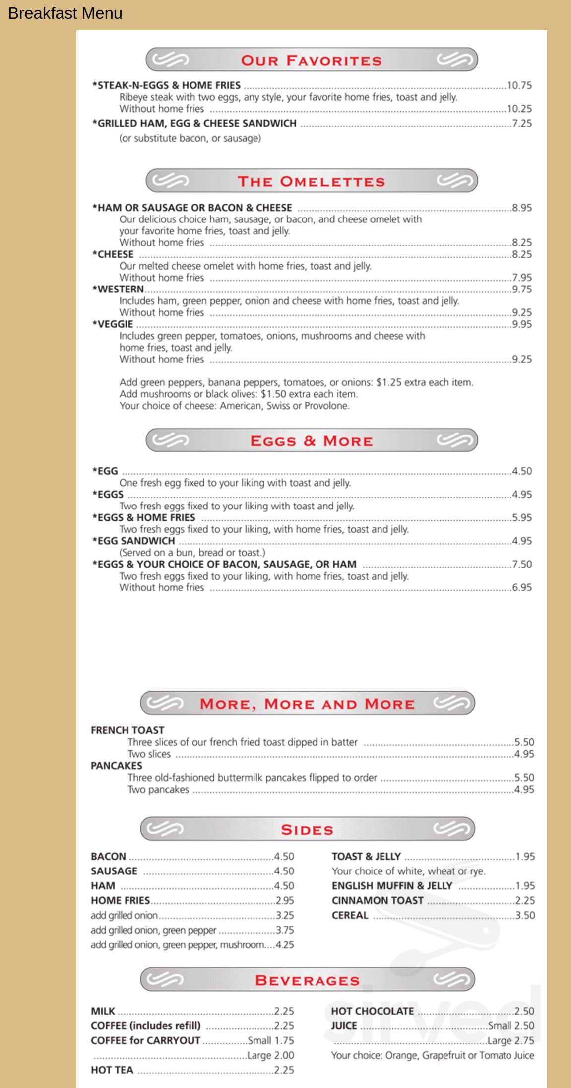 Plank's Cafe & Pizzeria menu in Columbus, Ohio, USA