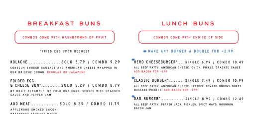 Menu for Hero Doughnuts & Buns in Birmingham, AL | Sirved