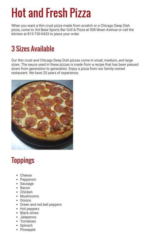 Roc City Bar & Grill menu in Rockdale, Illinois, USA