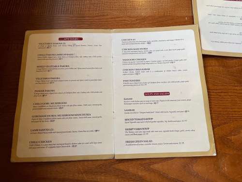 Swapna Indian Cuisine menu in Atlanta, Georgia, USA