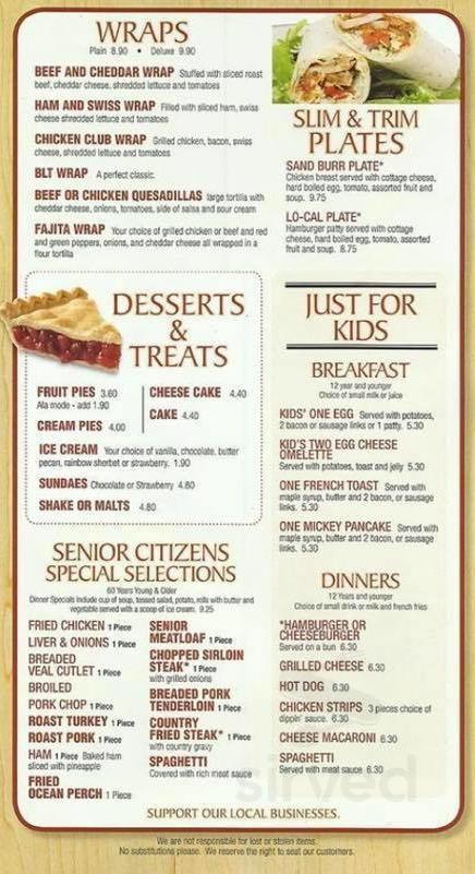 Sand Burr Family Restaurant menus in Brodhead, Wisconsin, United States