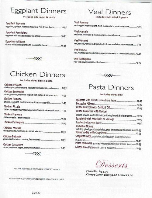 Ciao Bella menu in Holtsville, New York, USA