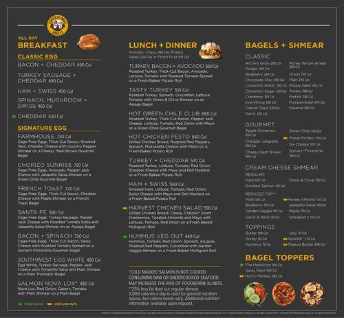 Einstein Bros. Bagels menu in Loveland, Colorado, USA