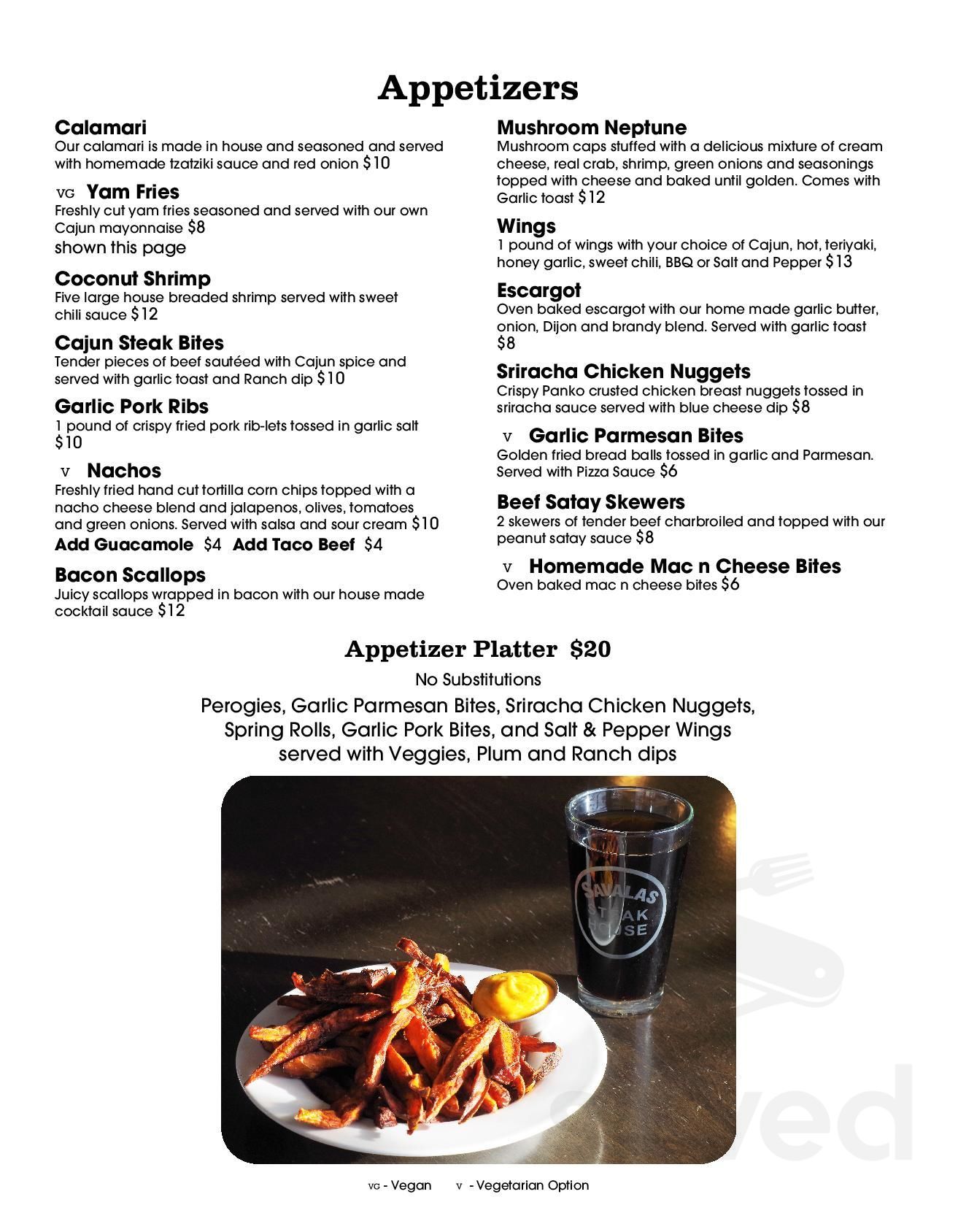 Craig's Table menus in Quesnel, British Columbia, Canada