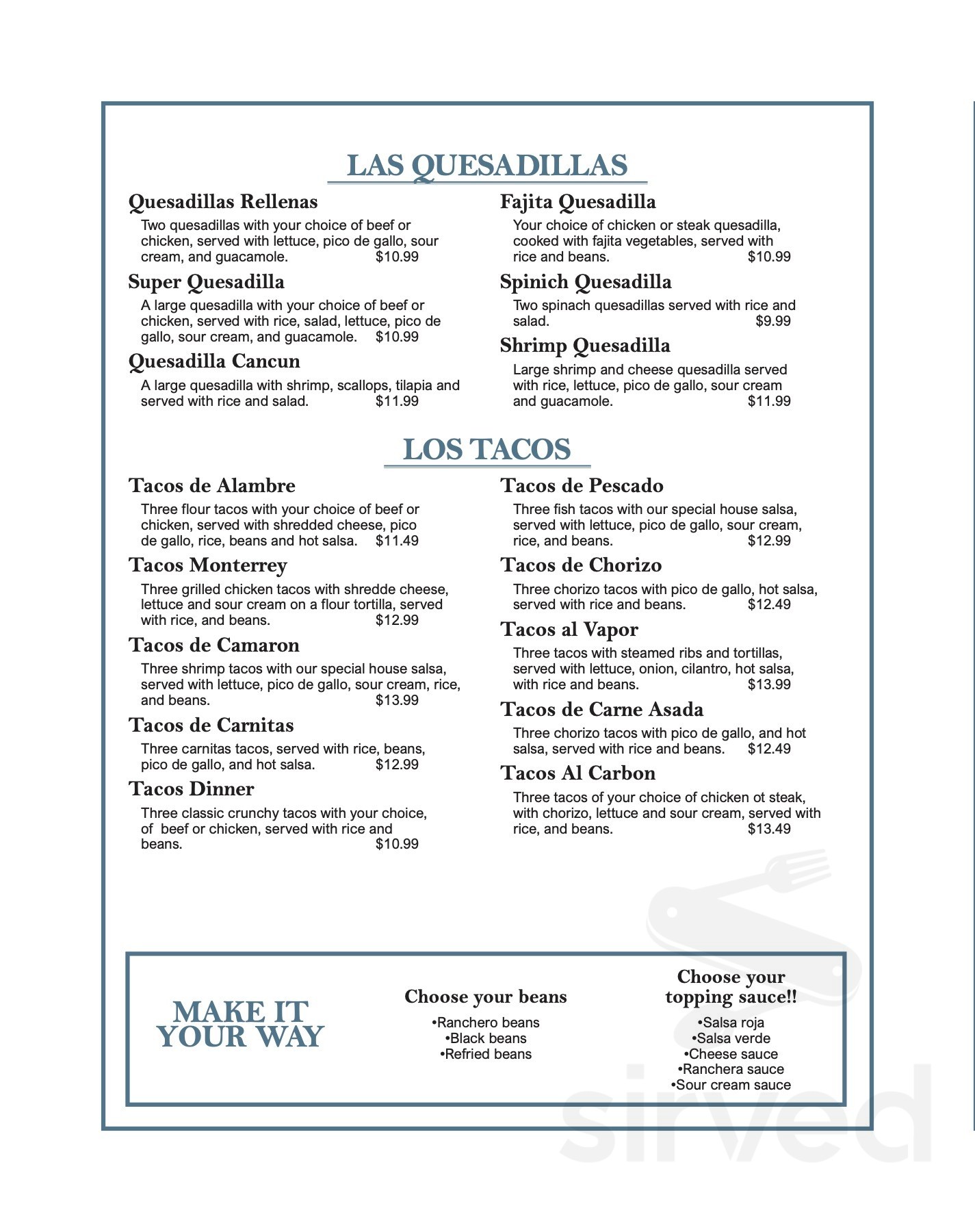 Casa del Tequila menu in Tulsa, Oklahoma, USA